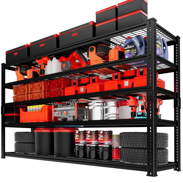 Rebrilliant Rikuto Adjustable Heavy Duty Metal Shelving Unit For Garage,Pantry,Storage,Toolsheds ...